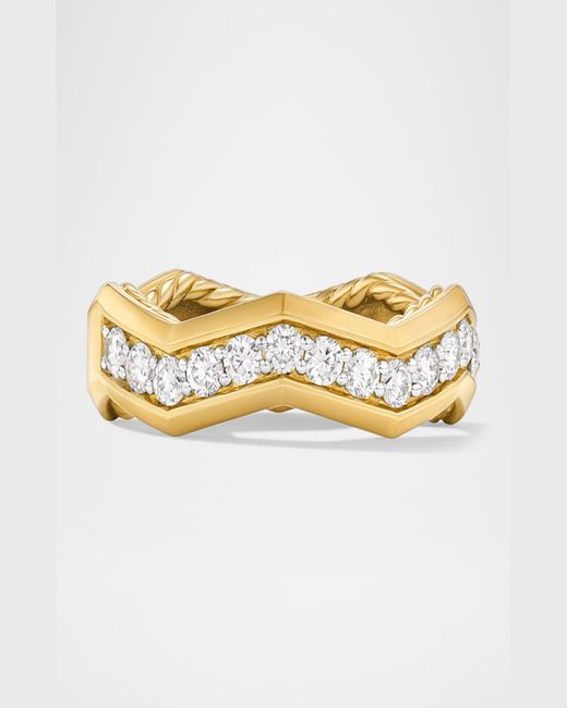 David Yurman Zig Zag Stax Ring With Diamonds in Metallic | Lyst
