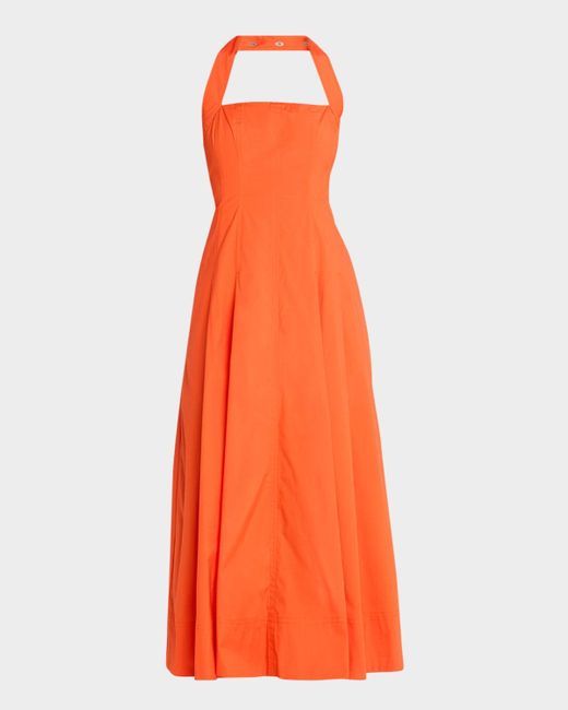 A.L.C. Natalie Halter Midi Dress in Orange | Lyst