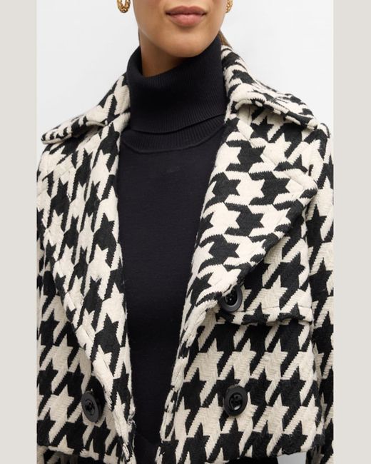 Toccin Ally Double-Breasted Cropped Houndstooth Jacket in Black | Lyst