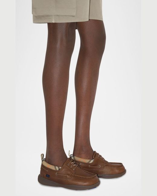 Burberry Decker Leather Boat Shoes in Brown for Men | Lyst