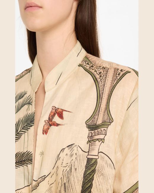 Johanna Ortiz Traveling The Caribbean Cropped Shirt With Tie Front in ...