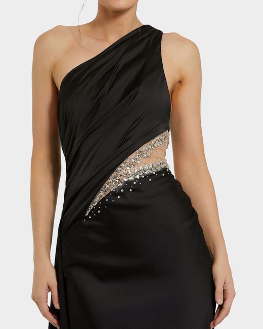 Mac Duggal Cutout Satin One-Shoulder Gown in Black | Lyst