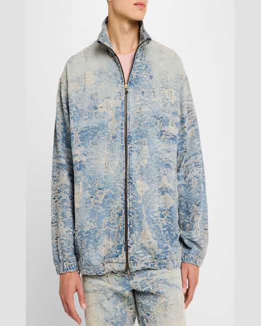 DIESEL Destroyed Jacket in Blue for Men | Lyst