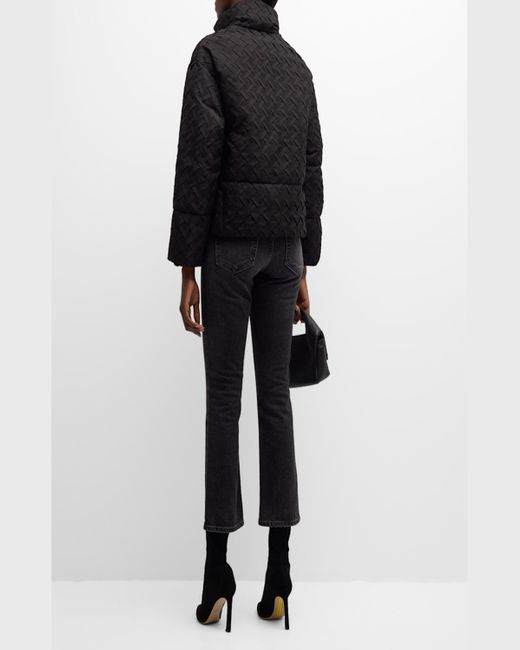 Emporio Armani Weave Texture Puffer Jacket in Blue | Lyst