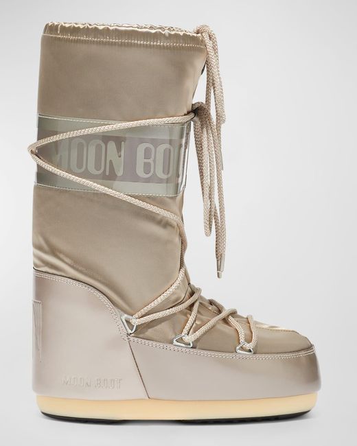 Moon Boot Icon Glance Nylon Tall Snow Boots in Natural | Lyst