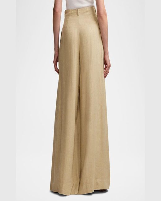 Ralph Lauren Greer Silk-Linen Twill Pleated Pants in Natural | Lyst