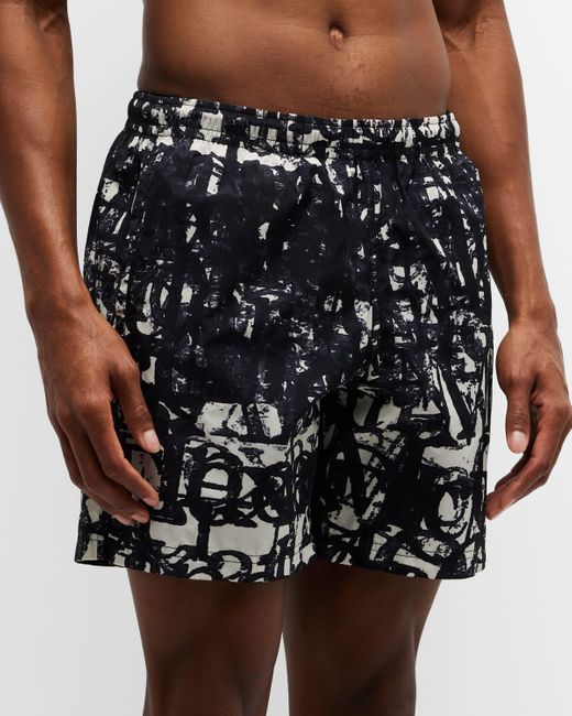 Alexander Mcqueen Stamp Print Swim Shorts In Black For Men Lyst