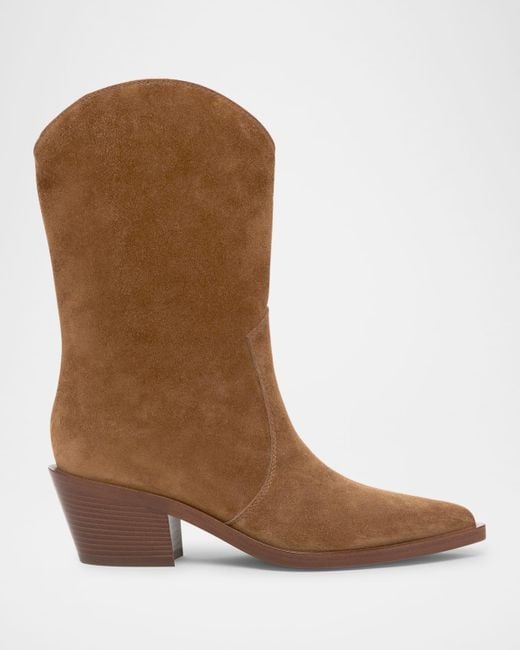 Gianvito Rossi Suede Short Western Boots in Brown | Lyst