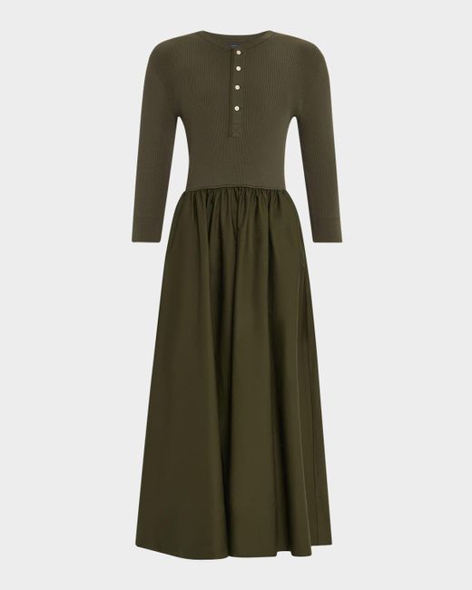 Polo Ralph Lauren Henley-Bodice Maxi Dress in Green | Lyst