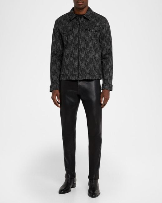 John Varvatos Apos;Hallet Jacquard Herringbone Trucker Jacket in Black ...