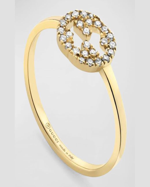 Gucci Interlocking G 18k Yellow Gold & 0.12 Tcw Diamond Ring in ...