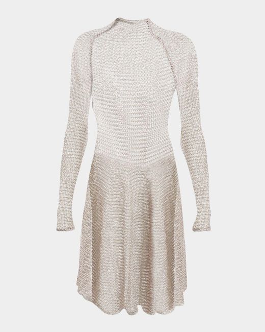 Alaïa Funnel-Neck Chainmail Mesh Knit Mini Dress in White | Lyst