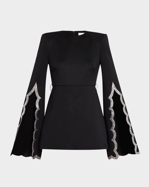 ONE33 SOCIAL Split-Sleeve Sequin Embellished Mini Dress in Black | Lyst