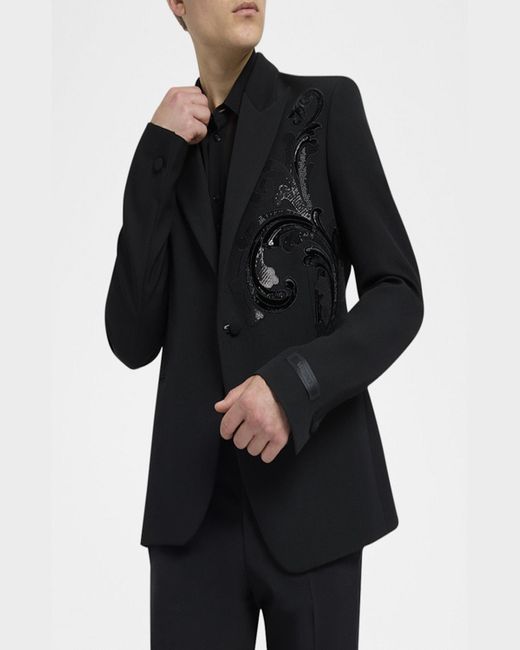 Versace Barocco Leaf Embroidered Dinner Jacket in Black for Men | Lyst