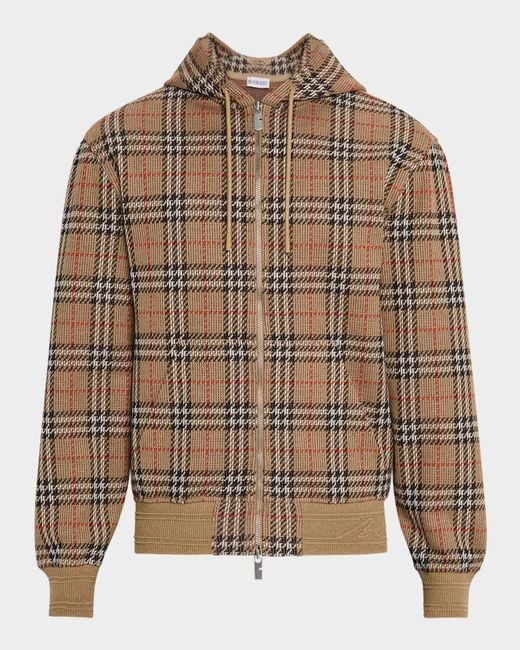 Burberry Check Full-Zip Hoodie in Brown for Men | Lyst