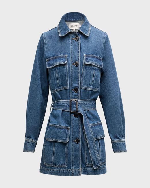 FRAME Denim Safari Jacket in Blue | Lyst