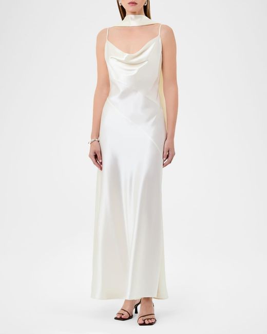 Nicholas Geneva Draped Satin Gown in White | Lyst