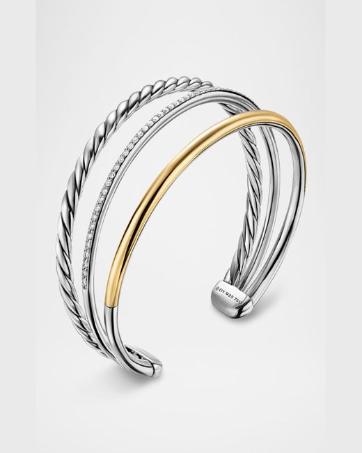 David Yurman Dy Mercer 3 Row Bracelet With Diamonds in Metallic | Lyst