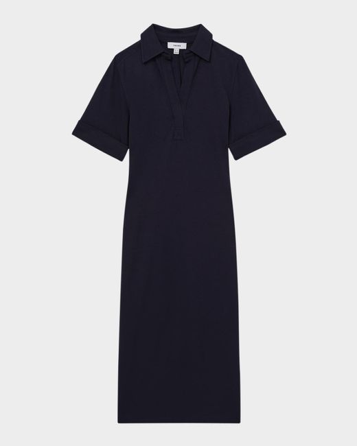 Reiss Astrid Side-Slit Jersey Polo Midi Dress in Blue | Lyst
