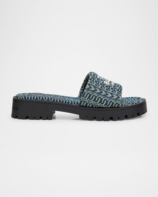 Marc Jacobs The Slide Monogram Denim Sandals in Blue | Lyst