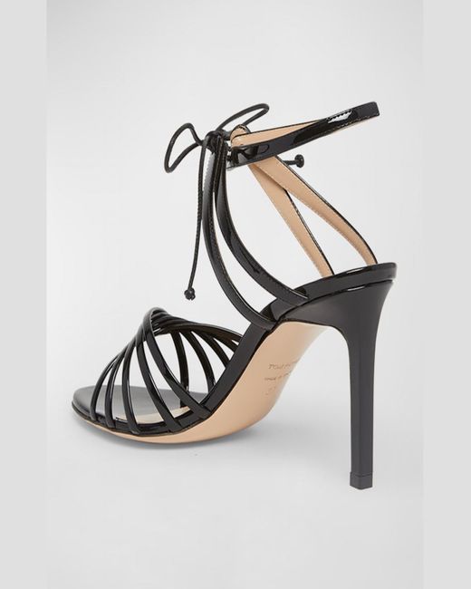 Tom Ford Angelica Strappy Patent Ankle Tie Sandals In Black Lyst
