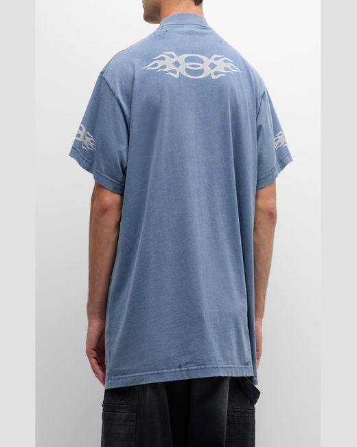 Balenciaga Burning Unity Oversized T-Shirt in Blue for Men | Lyst