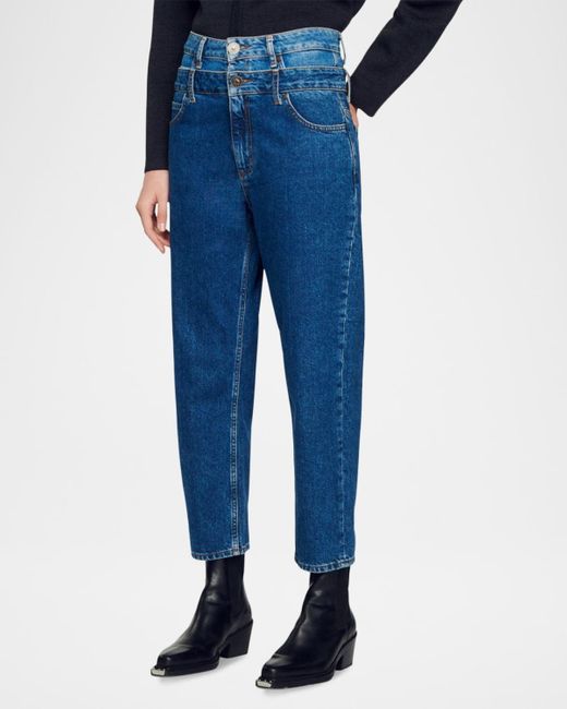 Sandro Kitty Trompe L'Ail Mom Jeans in Blue | Lyst