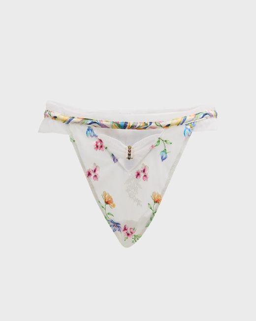 Lise Charmel Baisers Legers Embroidered Tulle G-String in Natural | Lyst