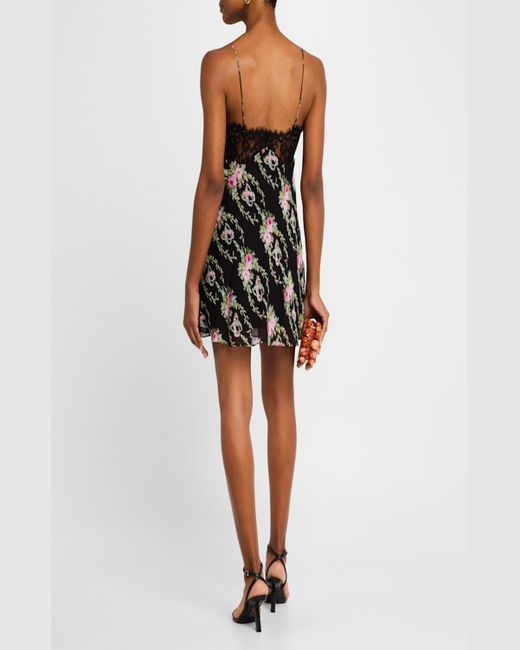 LoveShackFancy Etrune Mini Slip Dress in Black | Lyst
