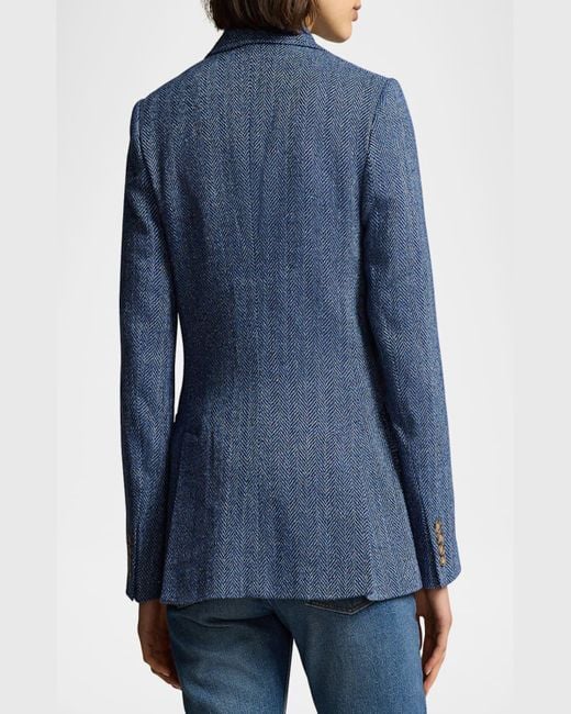 Polo Ralph Lauren Herringbone Linen-Blend Blazer in Blue | Lyst