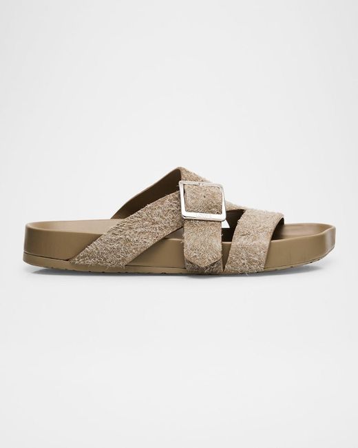 Loewe Ease Brushed Suede Buckle Slide Sandals in Brown for Men | Lyst