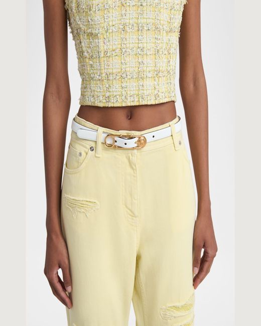 Versace Medusa Safety Pin Leather Belt in Natural | Lyst