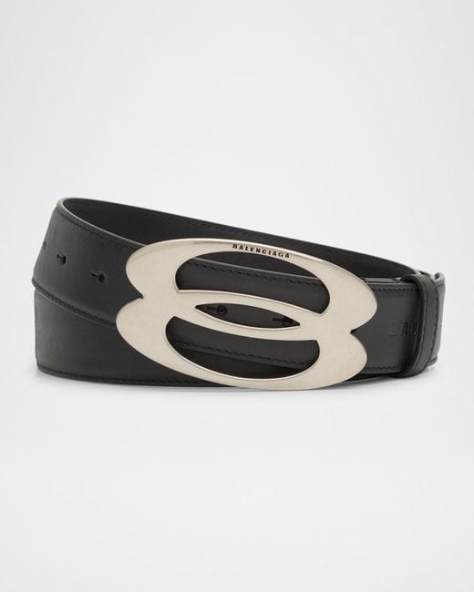 Balenciaga Unity-Buckle Leather Belt in Black for Men | Lyst