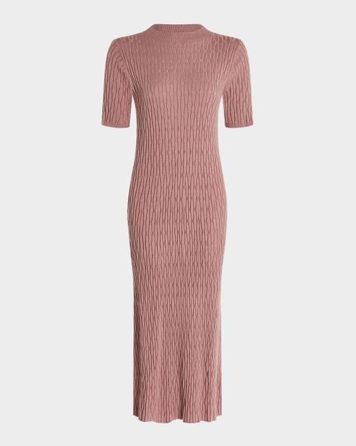 Varley Fara Textured Knit Midi Dress in Pink | Lyst