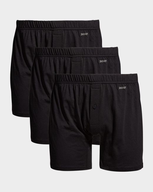 2xist 3-Pack Pima Cotton Knit Boxers in Black for Men | Lyst