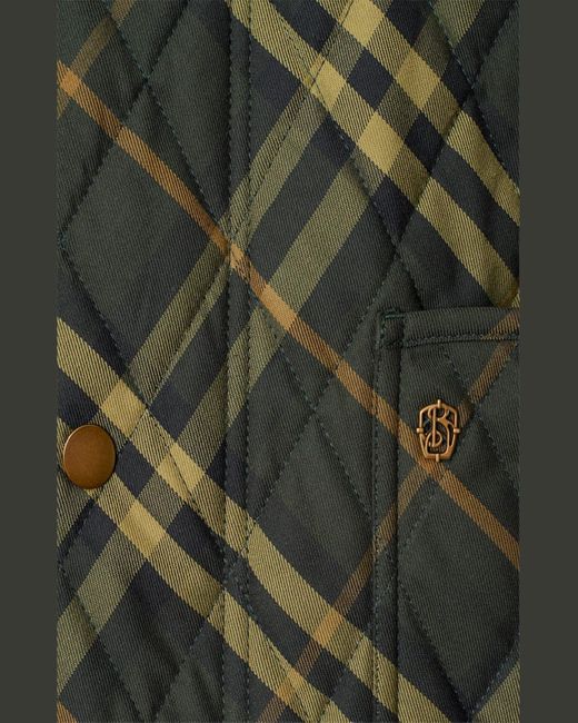 Burberry Short Check Quilted Jacket in Black | Lyst