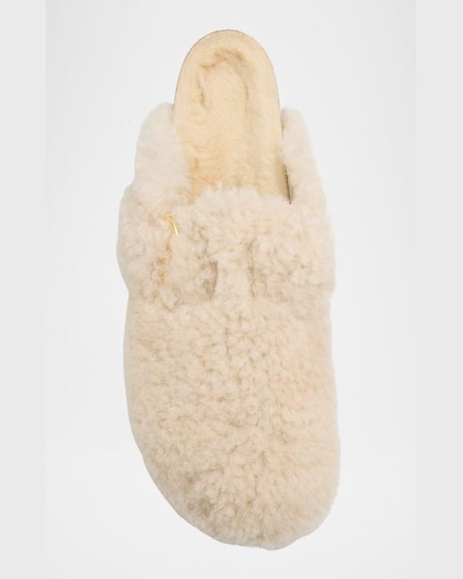 Birkenstock Boston Teddy Shearling Buckle Mules in Natural | Lyst