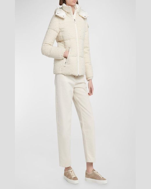 Moncler Fourmines Boucle Tweed Puffer Jacket in Natural | Lyst