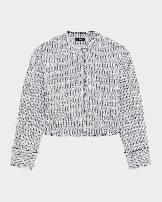 Theory Tailored Tweed Jacket in Gray | Lyst
