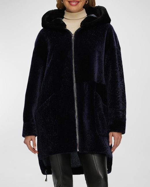 Gorski Reversible Lamb Shearling Hooded Parka Jacket in Black | Lyst