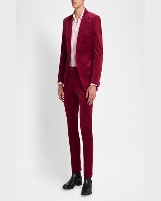 Tom Ford Dyllan Ridged Velvet Jacket in Red for Men | Lyst