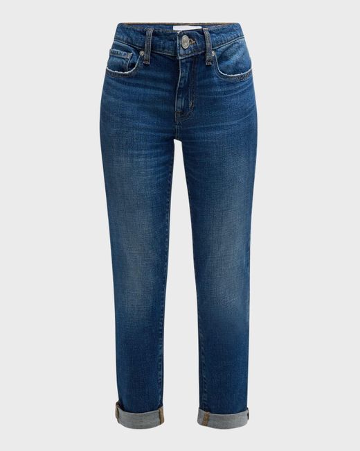 FRAME Le Garcon Cropped Boyfriend Jeans in Blue | Lyst