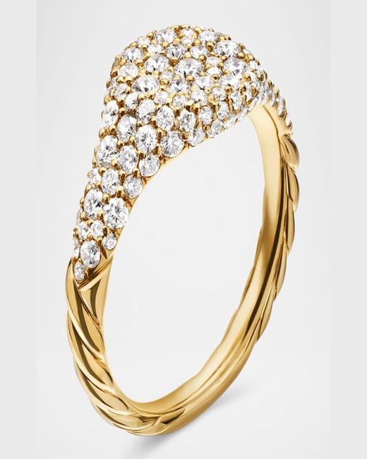 David Yurman Sculpted Cable Pinky Ring With Diamonds in White | Lyst