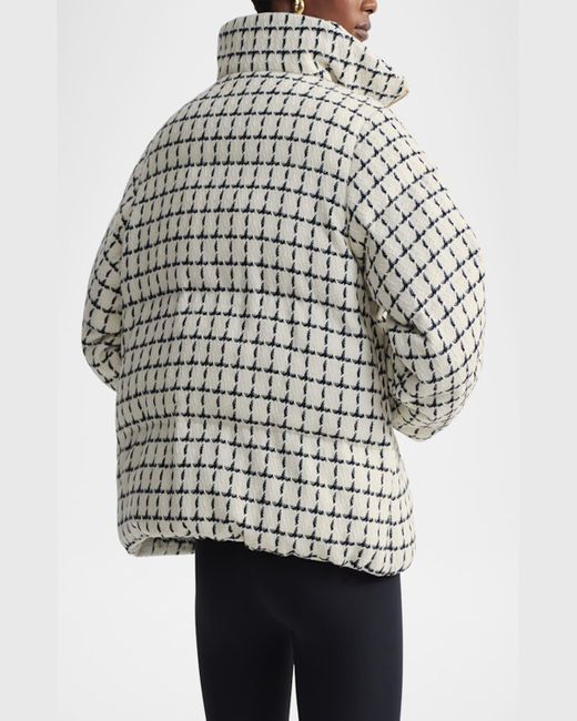 Varley Eugene Check Short Puffer Jacket in Gray | Lyst
