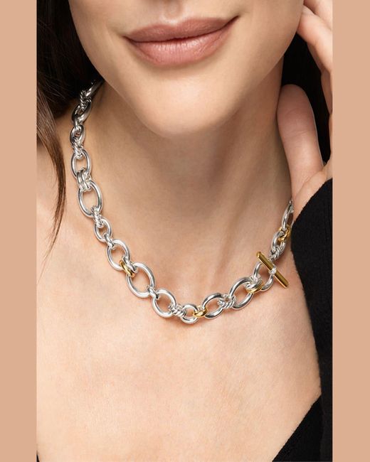 David Yurman Dy Mercer Chain Necklace With Diamonds And 18K in Metallic ...