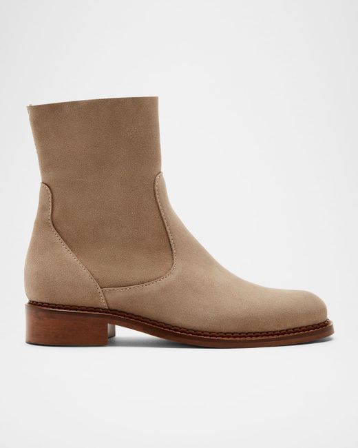 La Canadienne Silvie Suede Classic Ankle Booties in Brown | Lyst