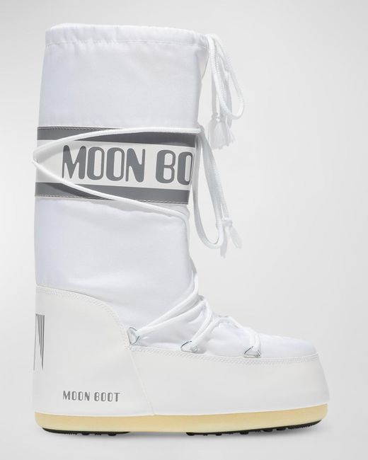 Moon Boot Icon Tall Nylon Snow Boots in White | Lyst