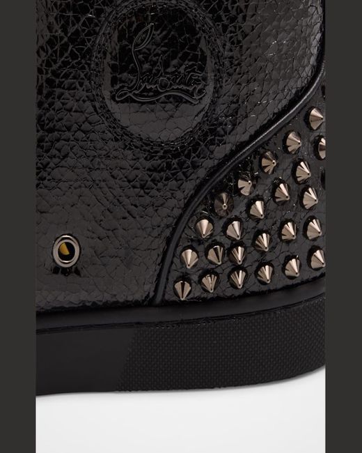 Christian Louboutin Lou Spikes 2 Leather High-Top Sneakers in Black for ...