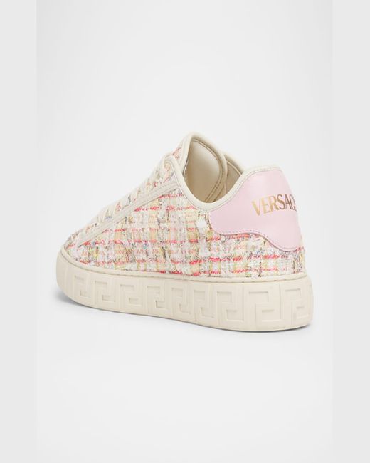 Versace Greca Boucle Low-Top Sneakers in Natural | Lyst