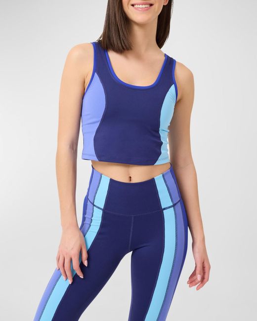 Terez Tlc Princess Seam Colorblock Crop Top in Blue | Lyst